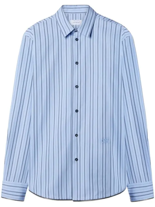 Off-White Zip-embellished Striped Cotton Shirt
