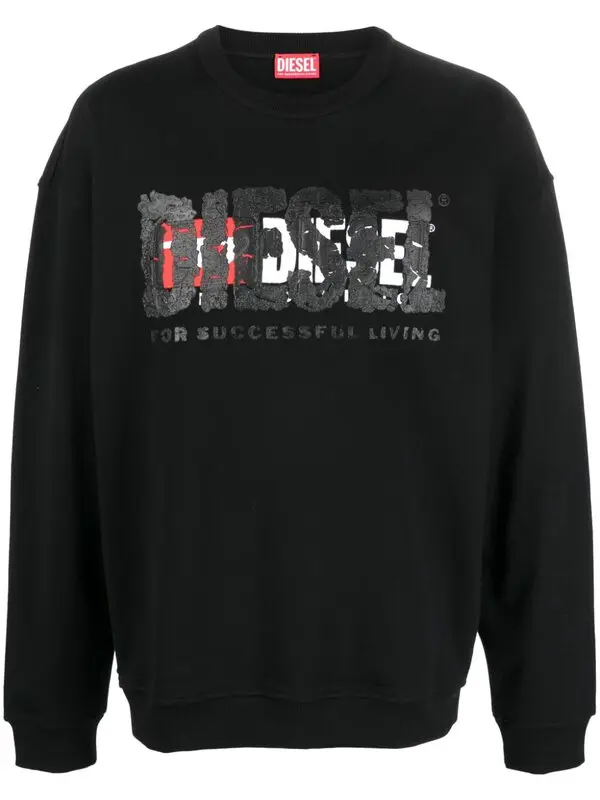 DIESEL® Logo-print Cotton Sweatshirt - Black