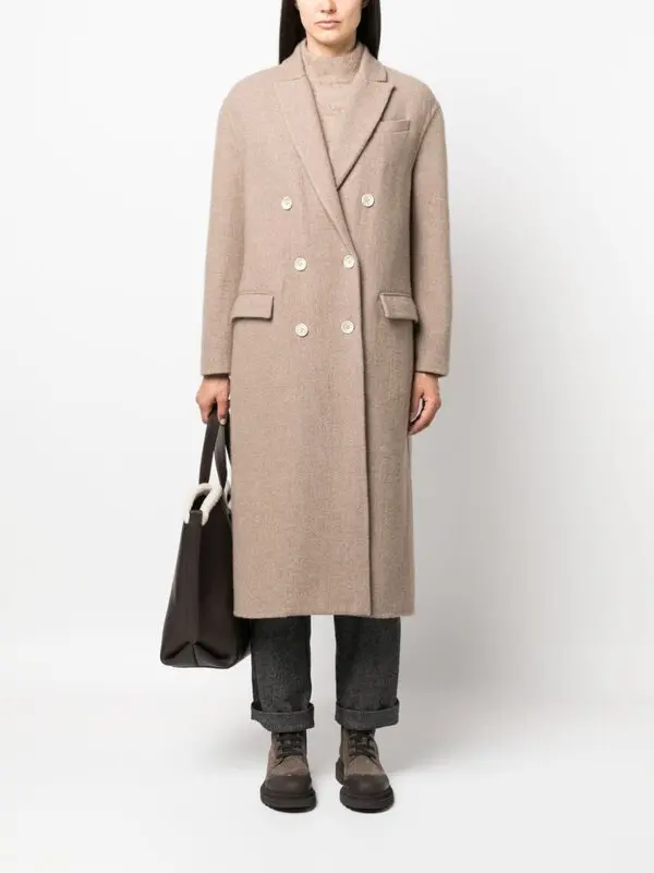 Brunello Cucinelli Double-breasted Cashmere Coat - Neutrals