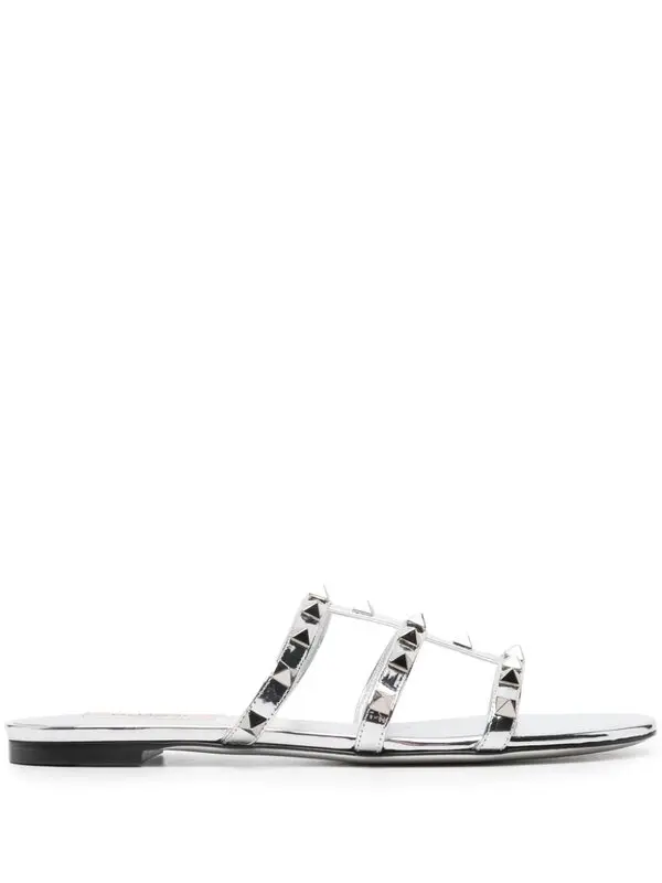 Valentino Garavani Rockstud-embellished Metallic Leather Sandals