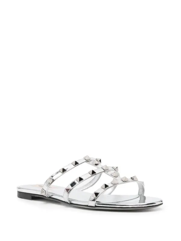 Valentino Garavani Rockstud-embellished Metallic Leather Sandals