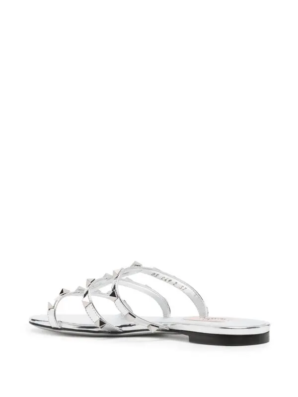 Valentino Garavani Rockstud-embellished Metallic Leather Sandals