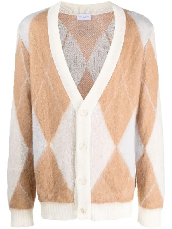 FAMILY FIRST Argyle Pattern Cardigan - Neutrals