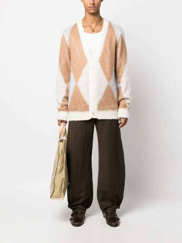 FAMILY FIRST Argyle Pattern Cardigan - Neutrals