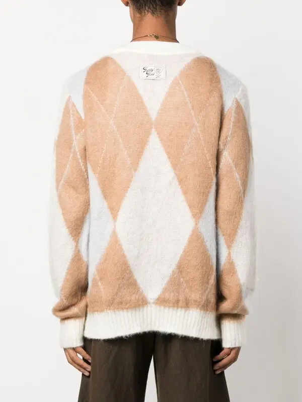 FAMILY FIRST Argyle Pattern Cardigan - Neutrals