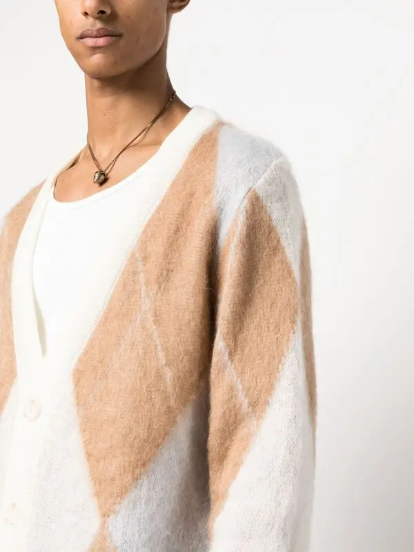 FAMILY FIRST Argyle Pattern Cardigan - Neutrals