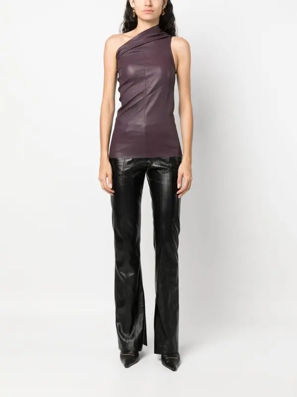 Rick Owens Athena Leather Tank Top - Purple