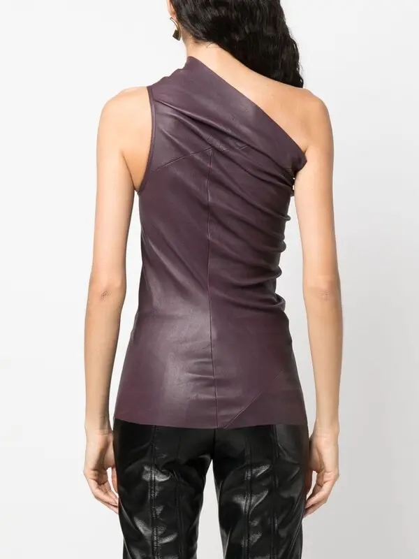 Rick Owens Athena Leather Tank Top - Purple