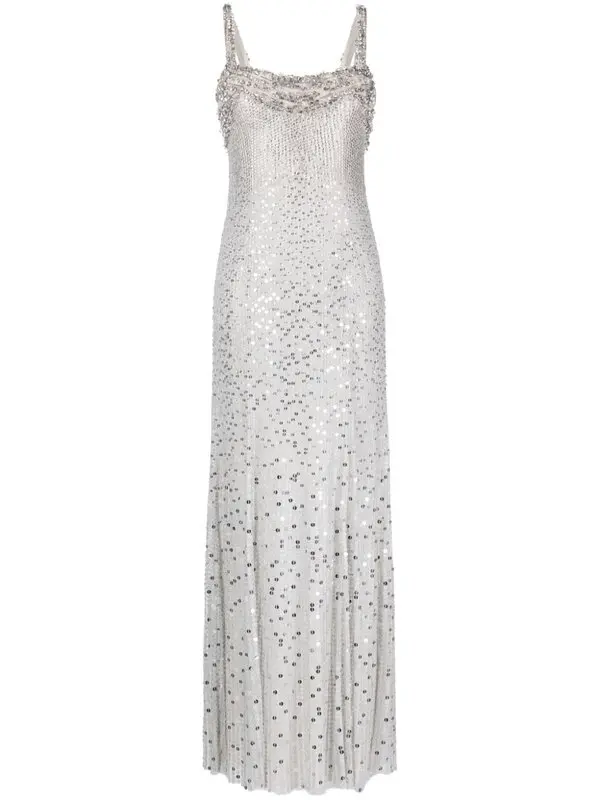 Jenny Packham Calypso Crystal-embellished Gown - Silver