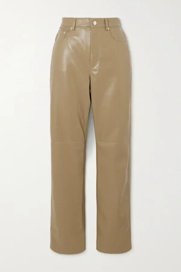 Nanushka Vinni Cropped Straight-leg Pants In Okobor - Green