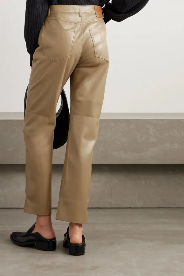 Nanushka Vinni Cropped Straight-leg Pants In Okobor - Green