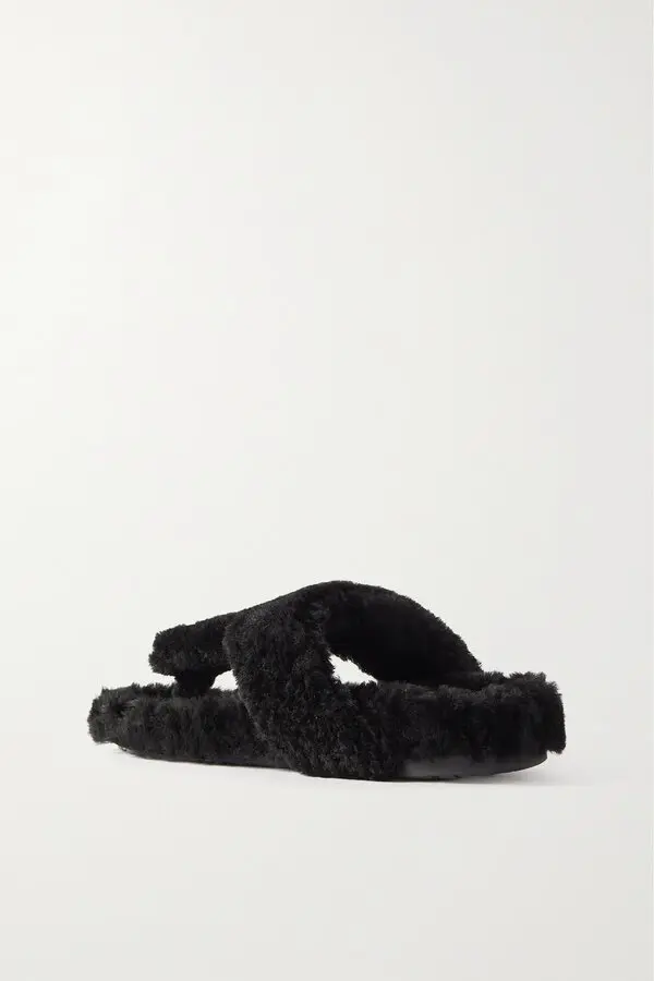 Loewe Shearling Sandals - Black