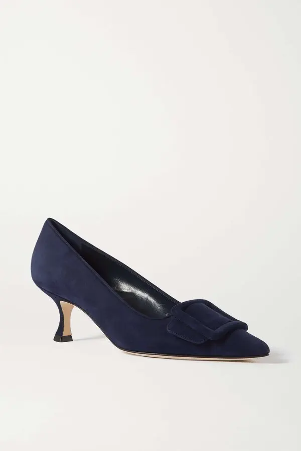 Manolo Blahnik Maysale Suede Pumps - Navy