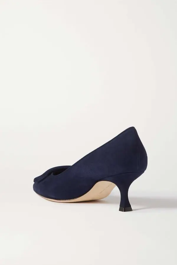 Manolo Blahnik Maysale Suede Pumps - Navy