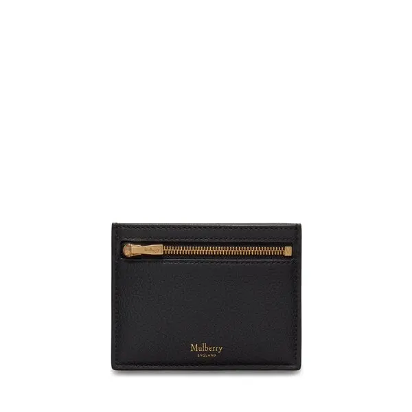 Mulberry Zipped Credit Card Slip - Black Small Classic Grain