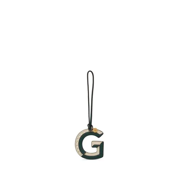 Mulberry Bi-colour Leather Keyring - Mulberry Green & Chalk Silky Calf