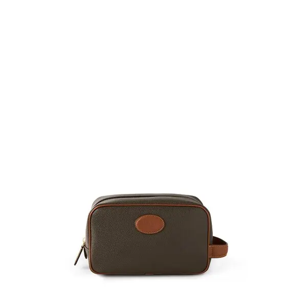 Mulberry Heritage Wash Case - Mole & Cognac Printed Bioveg Scotchgrain & Flat Calf
