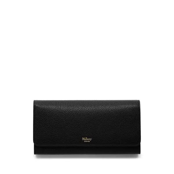 Mulberry Continental Wallet - Black Small Classic Grain