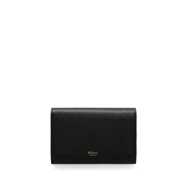 Mulberry Medium Continental French Purse - Black Small Classic Grain