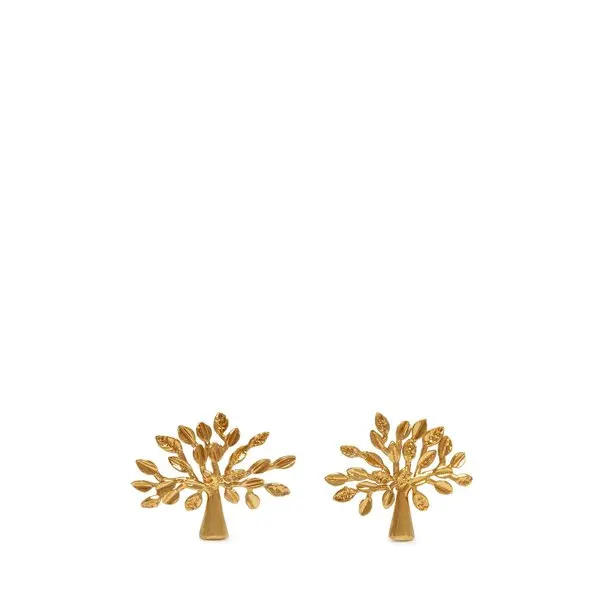 Mulberry Tree Stud Earrings - Brass Metal