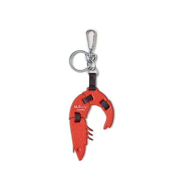 Mulberry Puzzle Keyring - Coral Orange Small Classic Grain