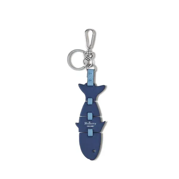 Mulberry Puzzle Keyring - Pale Navy Silky Calf