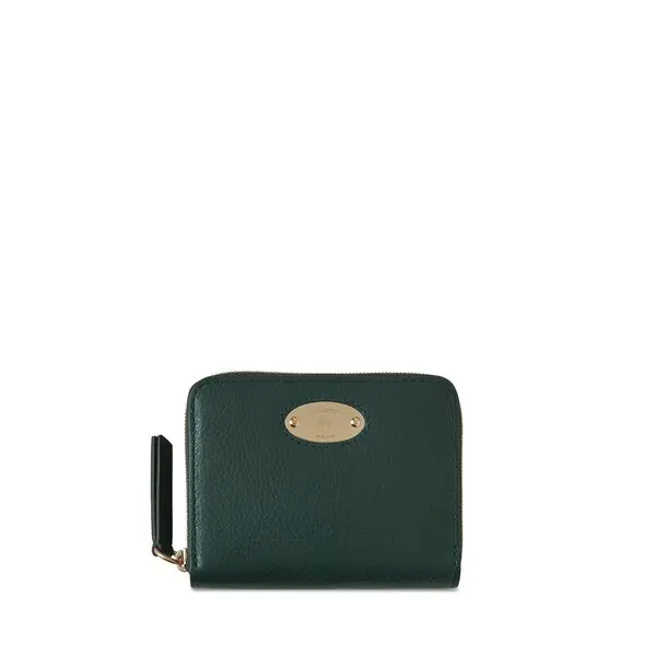 Mulberry Plaque Small Zip Around Purse - Mulberry Green Small Classic Grain