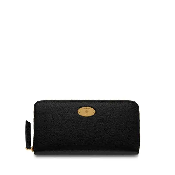 Mulberry Plaque 8 Credit Card Zip Purse - Black Small Classic Grain