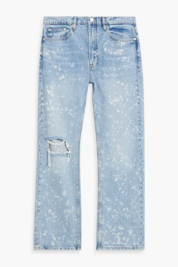 FRAME Boxy Bleached Distressed Denim Jeans - Light Denim