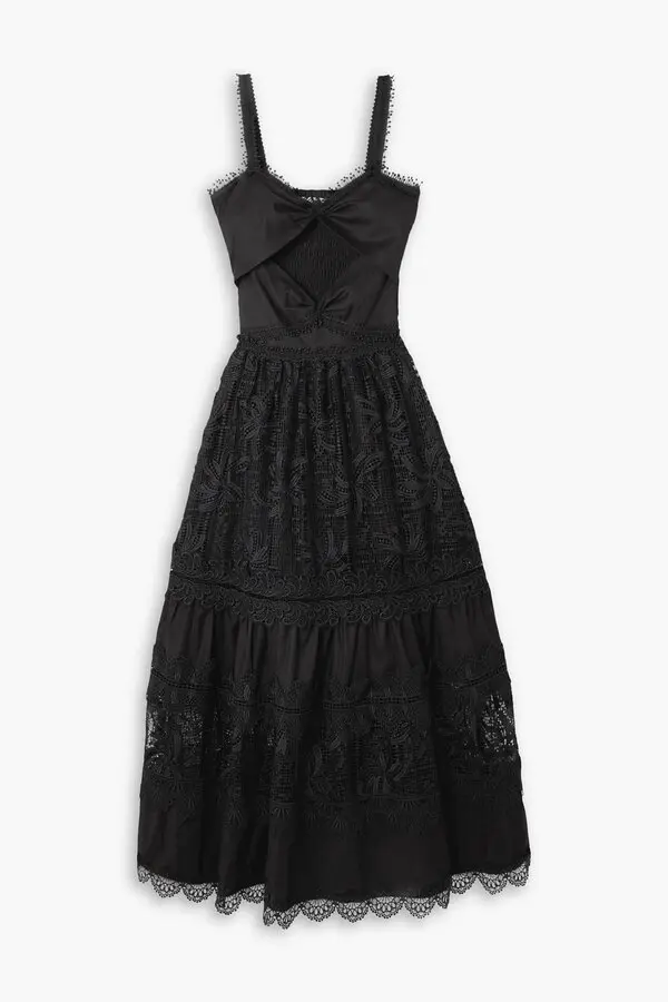 Waimari Emma Tiered Guipure Lace And Cotton-Blend Poplin Midi Dress In  Black - 70% Off | Editorialist