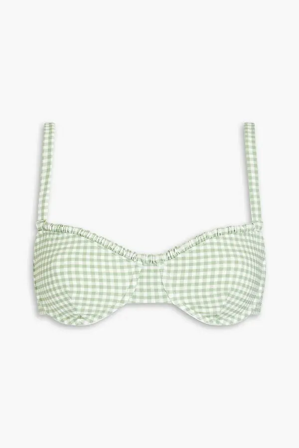 Onia Marilyn Gingham Stretchseersucker Underwired Bikini Top