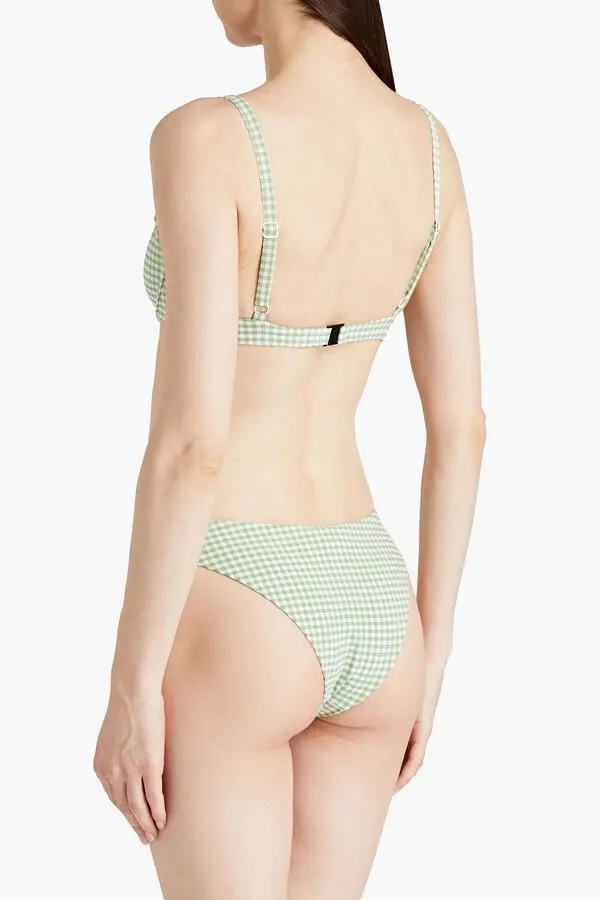 Onia Marilyn Gingham Stretchseersucker Underwired Bikini Top