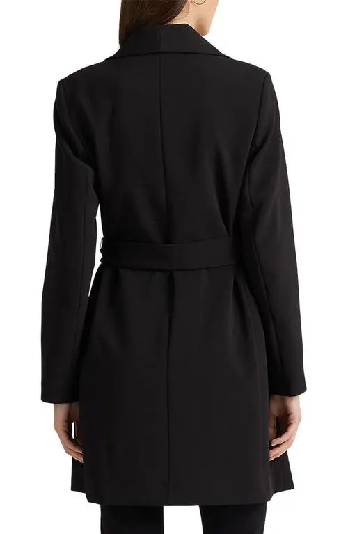 Ralph Lauren Drape Lapel Crepe Belted Coat