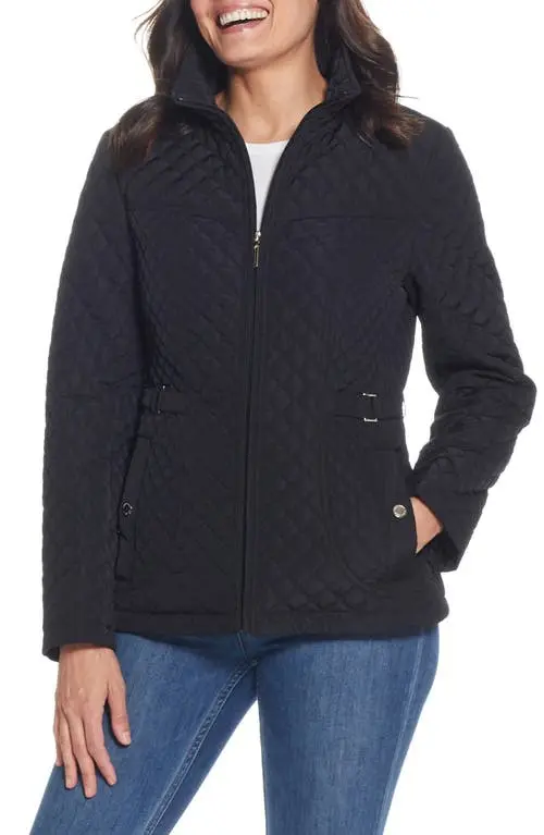 Gallery Quilted Stand Collar Jacket - Black