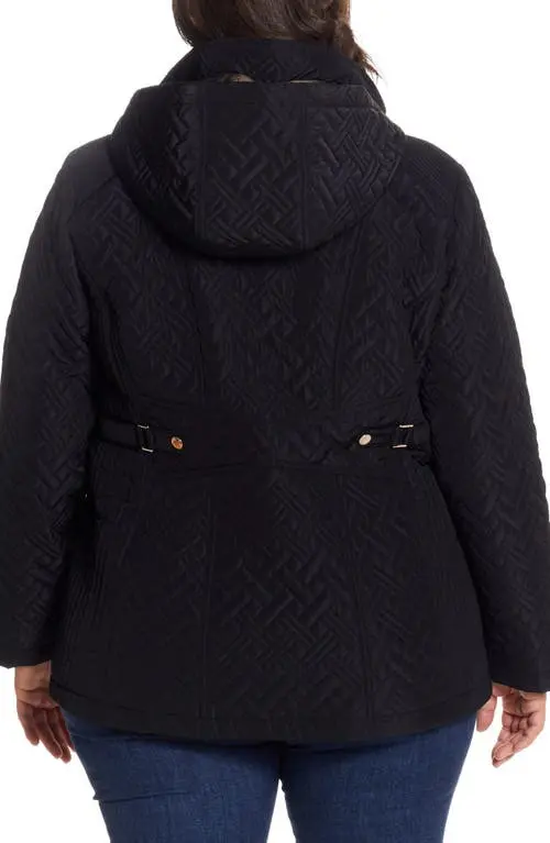 Gallery Quilted Jacket With Removable Hood - Black