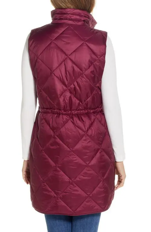 Gallery Diamond Quilted Puffer Vest - Burgundy