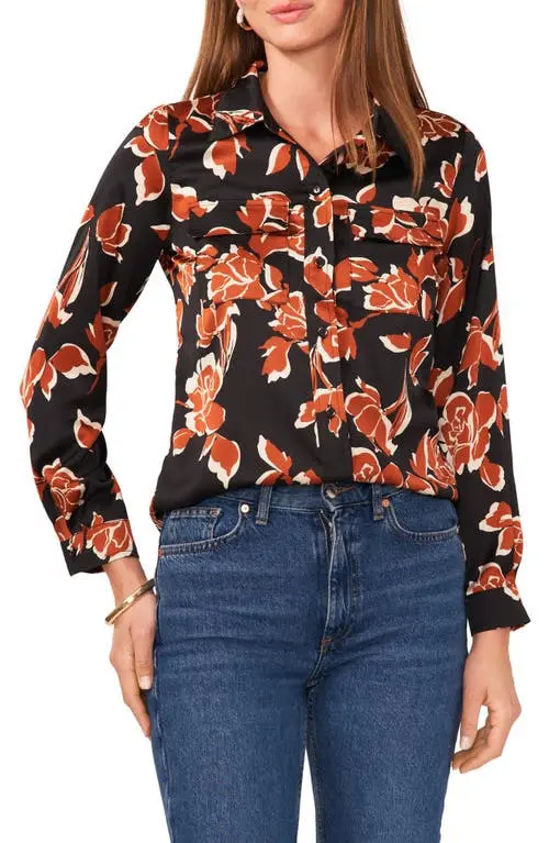 Chaus Floral Print Utility Shirt