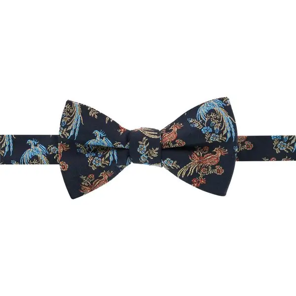 Trafalgar Birds Of Prosperity Silk Bow Tie - Black