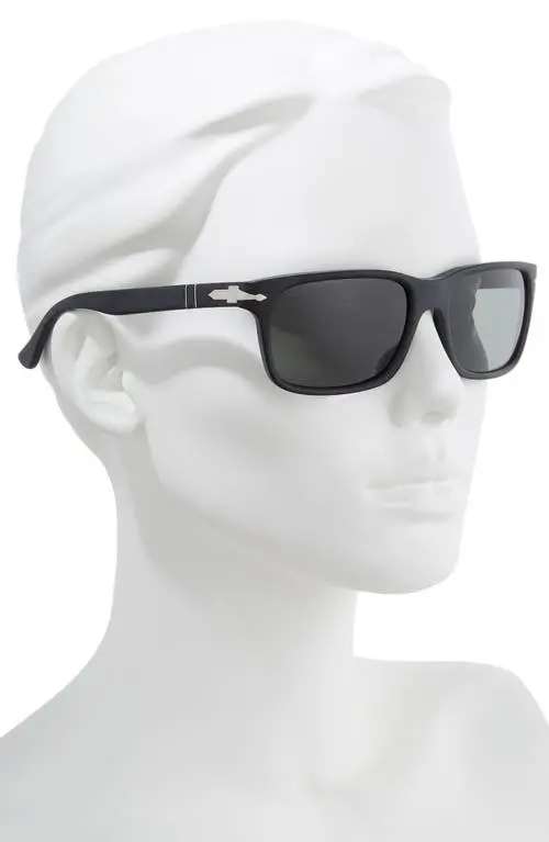 Persol 58mm Rectangle Sunglasses - Black Solid