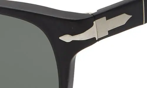 Persol 58mm Rectangle Sunglasses - Black Solid