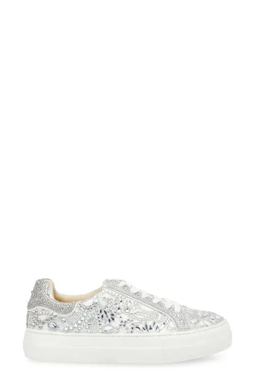 Betsey Johnson Reily Embellished Platform Sneakers - White