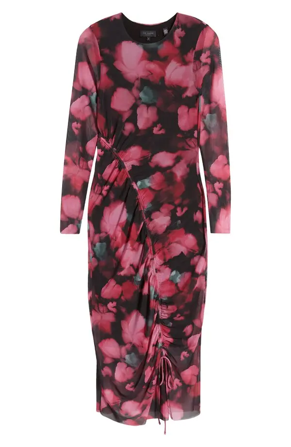 strapless open back dress Liyanna Long Sleeve Ruffle Maxi Dress Pink