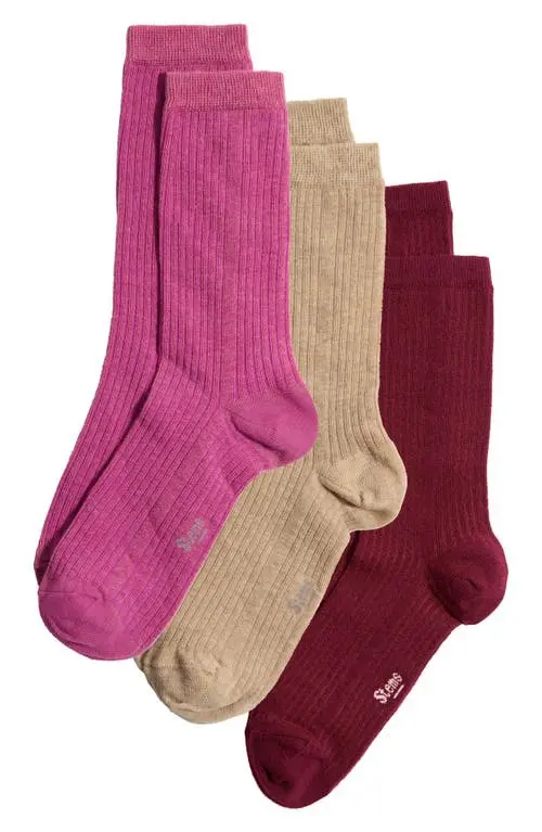 STEMS Assorted 3-pack Ribbed Socks - Amarylis/plum/nude
