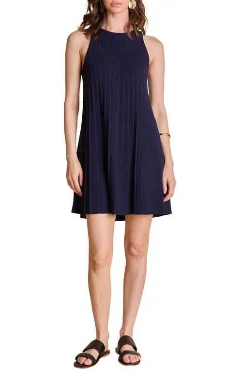 English Factory Pleated A-line Knit Minidress - Navy