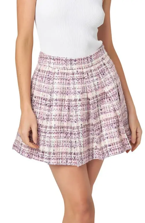 English Factory Tweed Pleated Mini Skirt