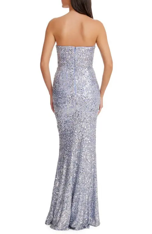 sachin and babi light blue dress Plus-Size One-Shoulder Satin Evening Dress in Cobalt Blue with Stone Details main image 1