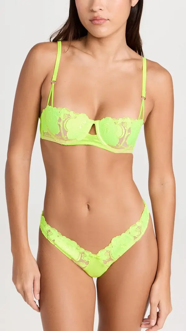 FLEUR DU MAL Rose Logo Emboridery High Leg Thong