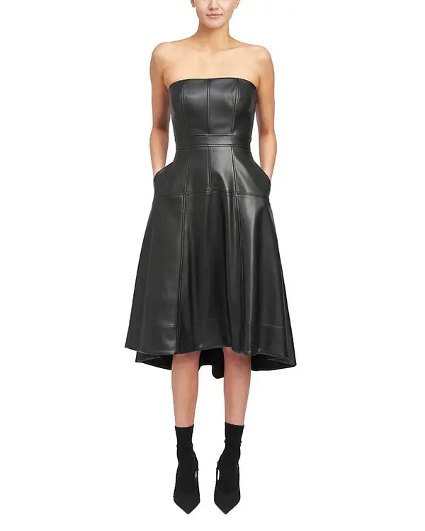 En Saison Dawn Faux Leather Bustier Dress In Black - 50% Off | Editorialist