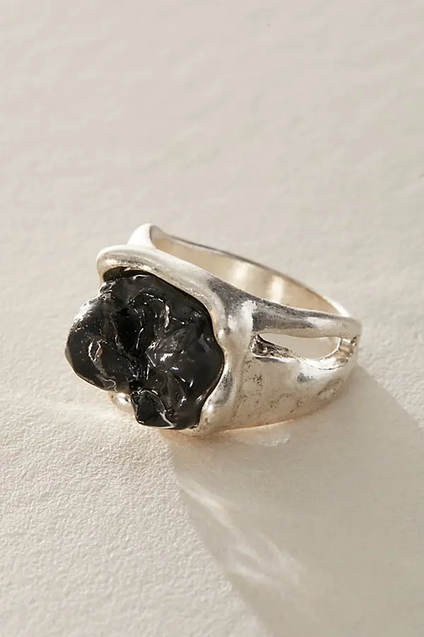 Free People Thursday Resin Ring - Black/silver