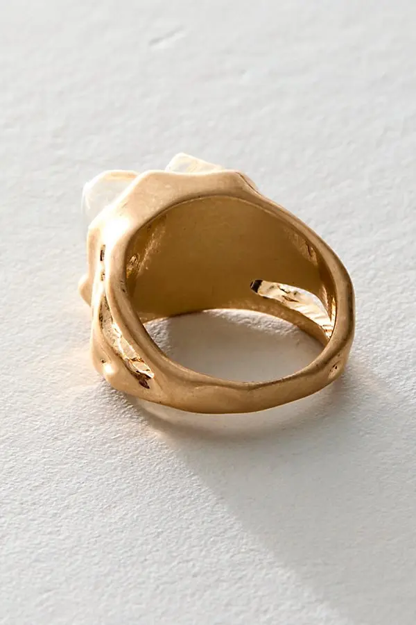 Free People Abstract Ring With Resin Inlay - Gold